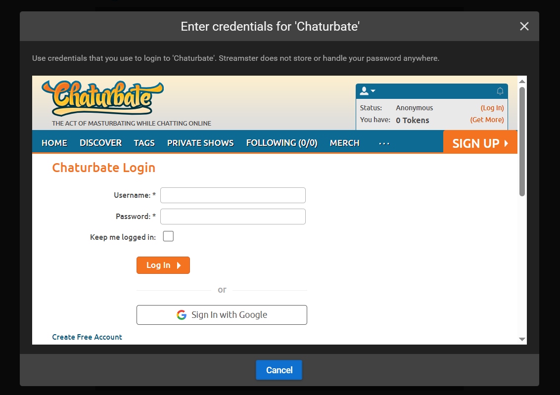 Desktop app | Chaturbate channel - Streamster Knowledge Base