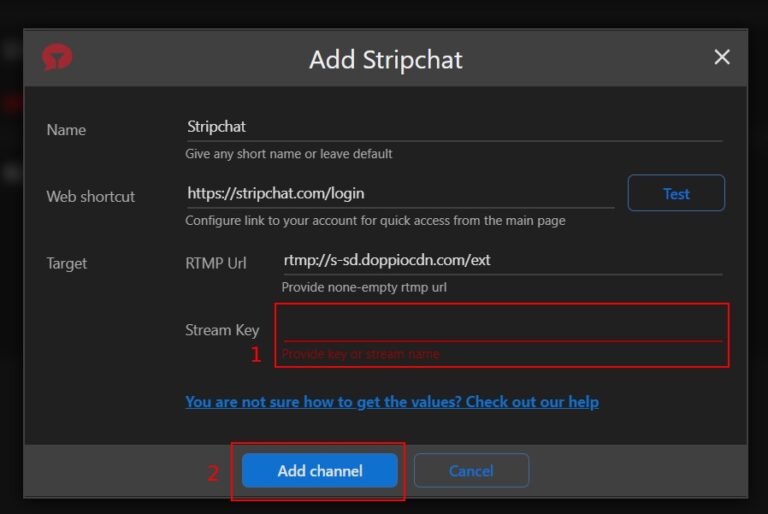 Setting up Stripchat channel